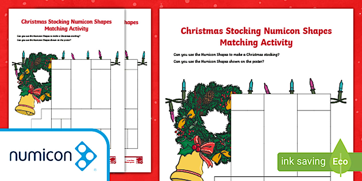 Christmas Stocking Numicon Shape Outline and Matching